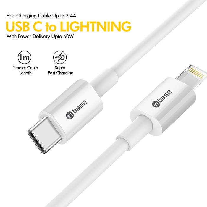 Type C - L Cable - Charge and Sync 18W Fast Cable - White 1.2M - Inbase ...